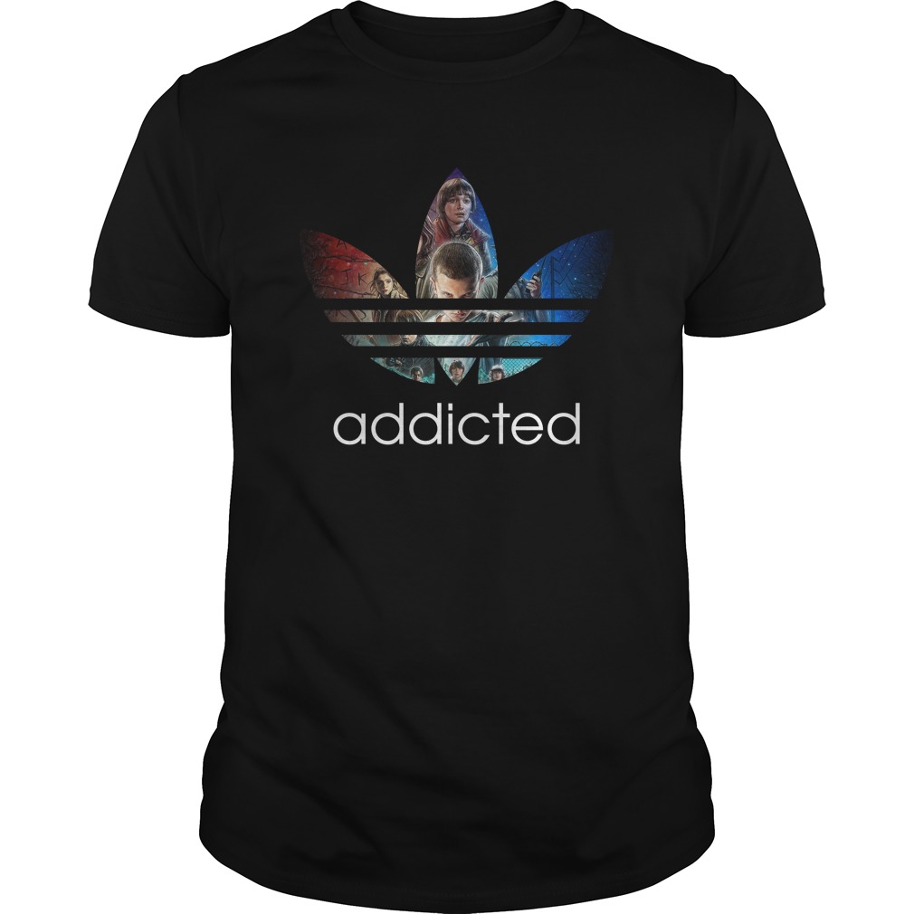 Stranger Things Addicted Adidas Logo Shirt, Hoodie, Sweater, Longsleeve ...