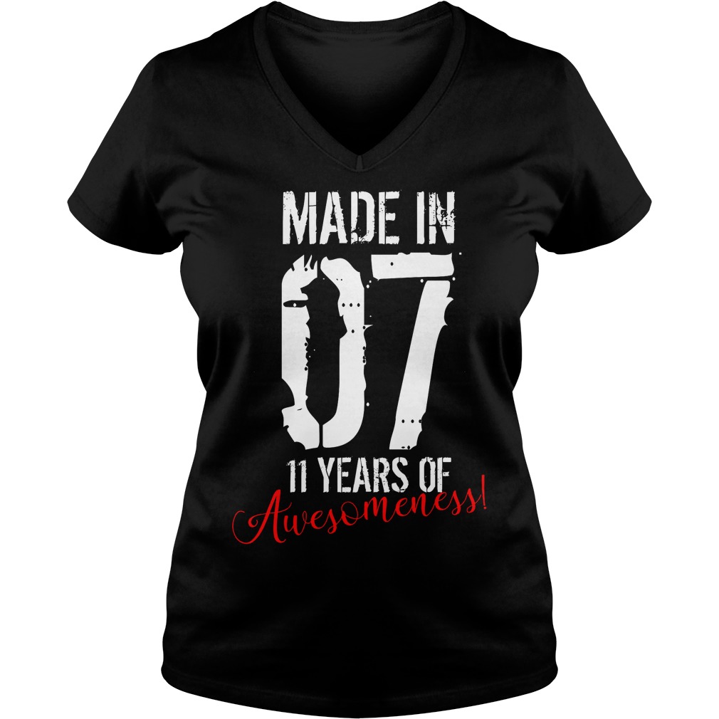 11 Year Old Birthday Gift Made In 07 11 Years Of Awesomeness Shirt
