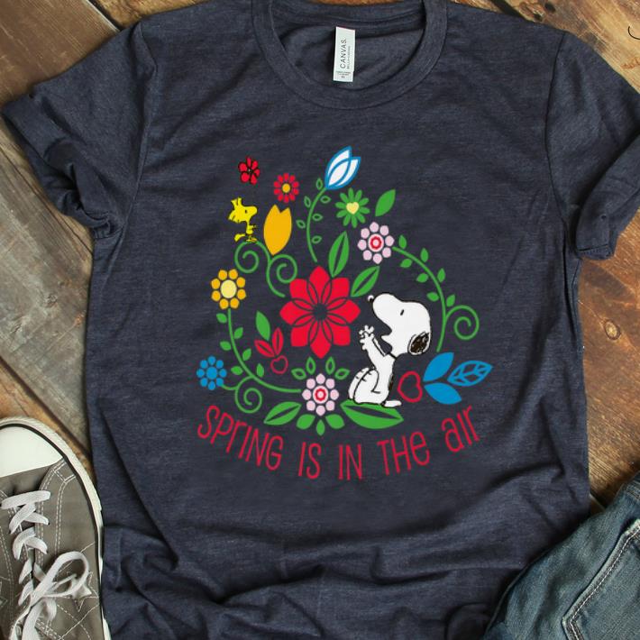 Top Spring Is In The Air Peanuts Snoopy And Flower Woodstock shirt ...