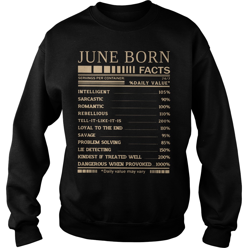 June Born Facts Daily Value Shirt, hoodie, sweater, longsleeve t-shirt