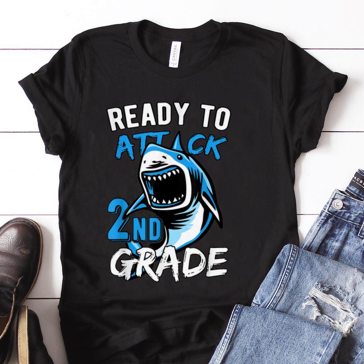 Best price Ready To Attack 2nd Grade Shark shirt, hoodie, sweater ...