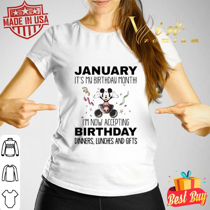 Disney Mickey Mouse January Birthday Dinners Lunches And Gifts shirt ...